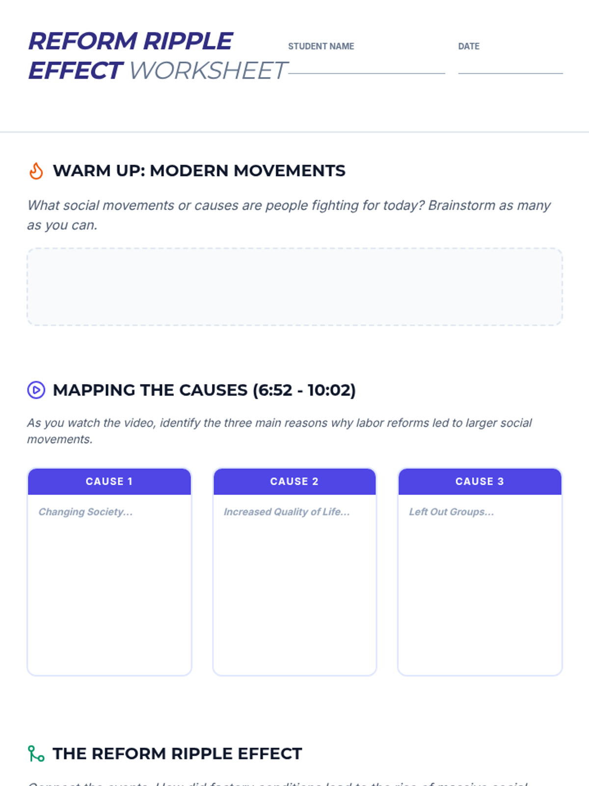 Reform Ripple Worksheet • Material • Lenny Learning