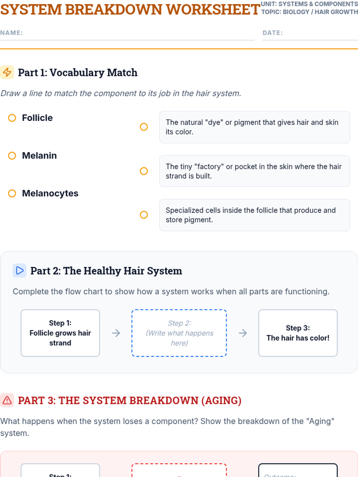 System Breakdown Worksheet • Material • Lenny Learning