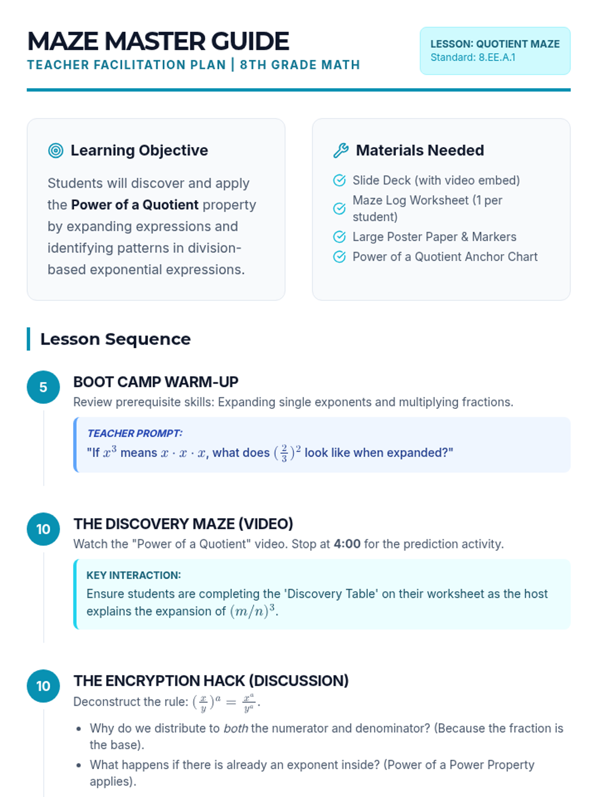 Maze Master Guide Teacher Guide • Material • Lenny Learning
