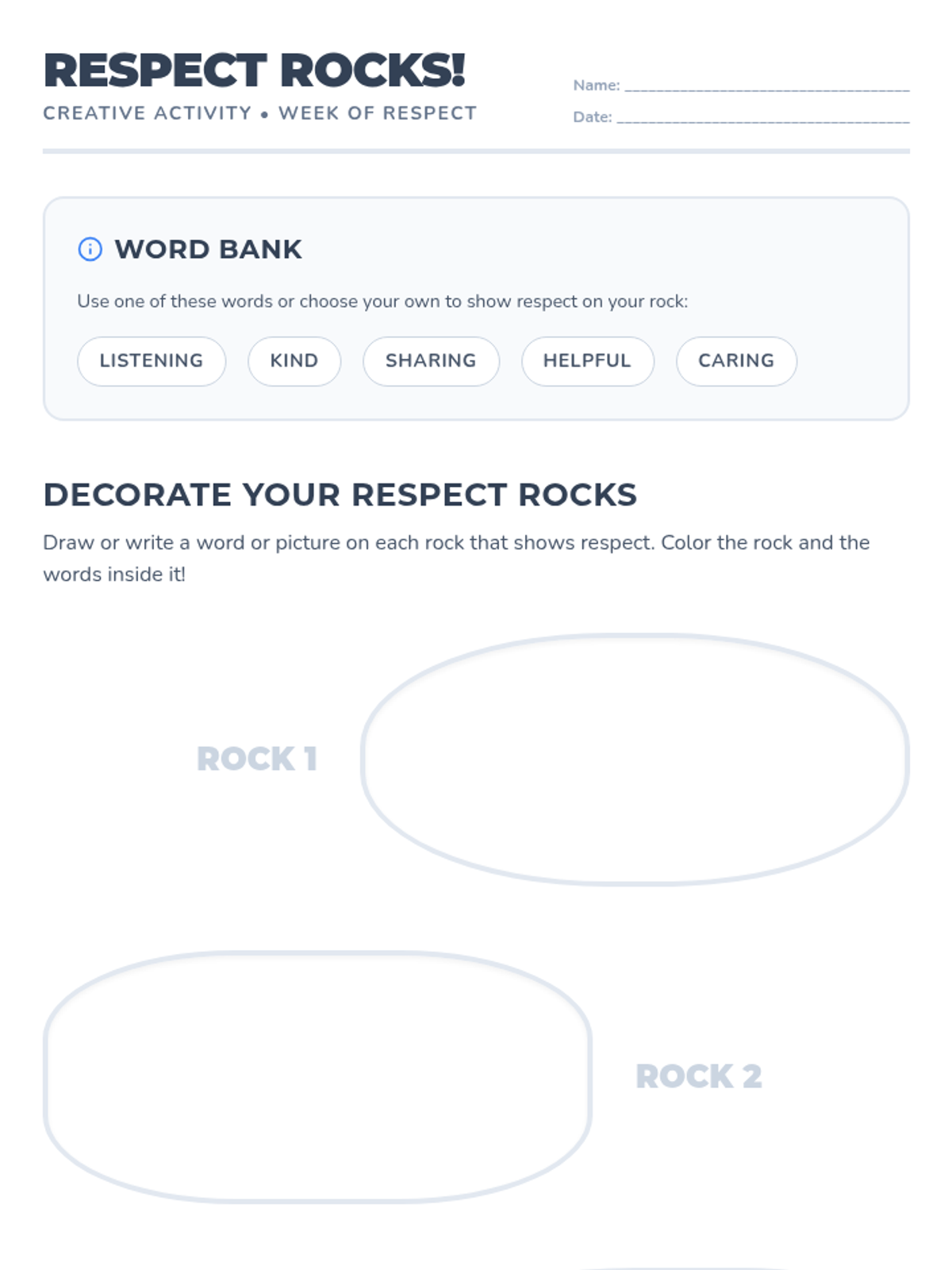 Respect Rocks Coloring Page Activity • Material • Lenny Learning