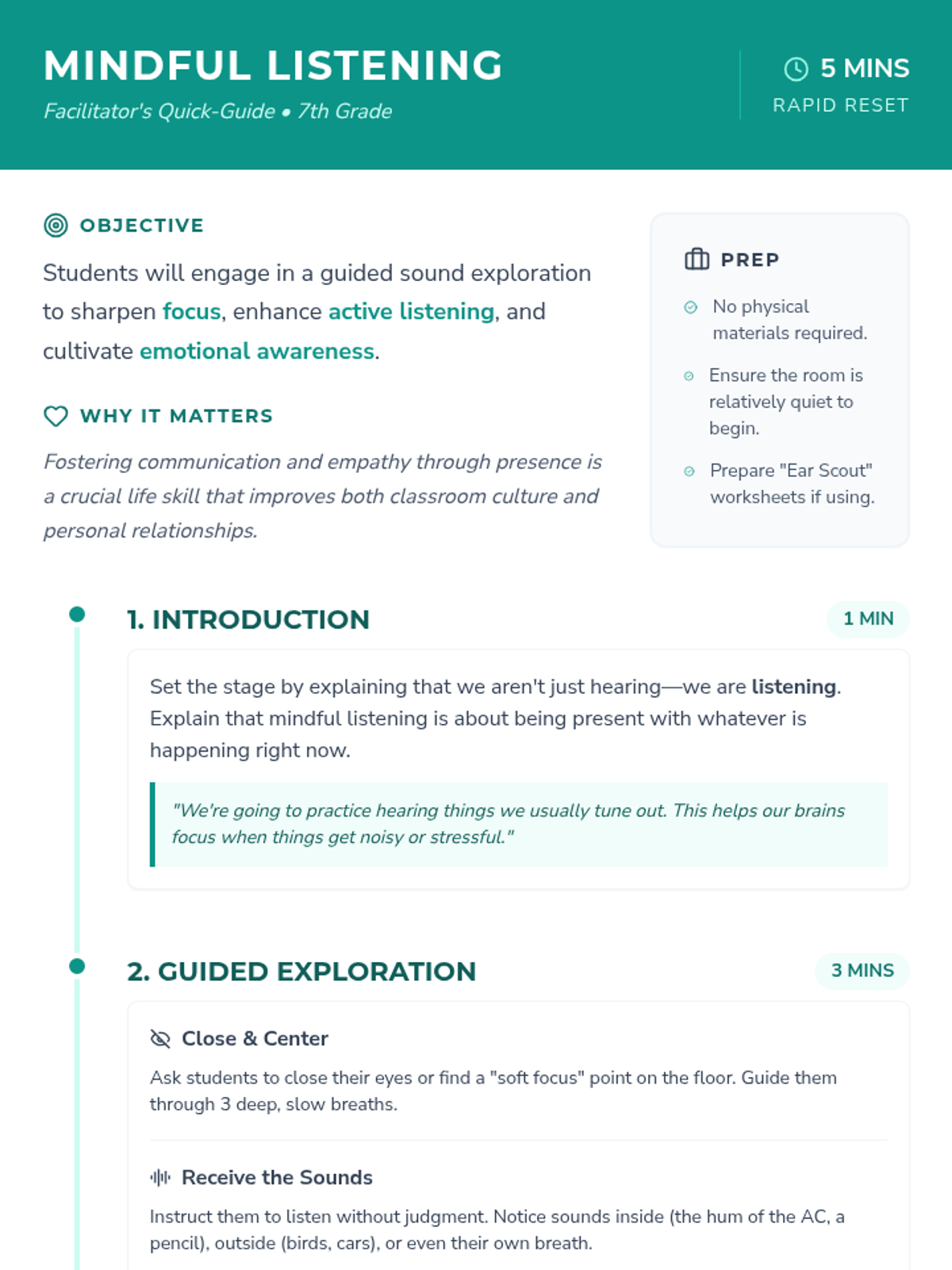 Mindful Listening Lesson Plan • Material • Lenny Learning