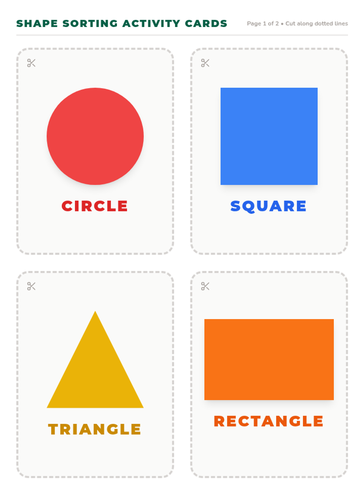 Shape Sorting Activity Cards Printable • Material • Lenny Learning