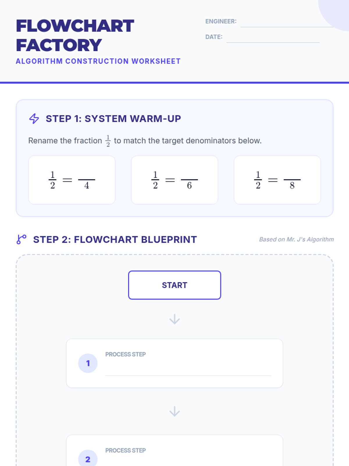 Flowchart Factory Worksheet • Material • Lenny Learning