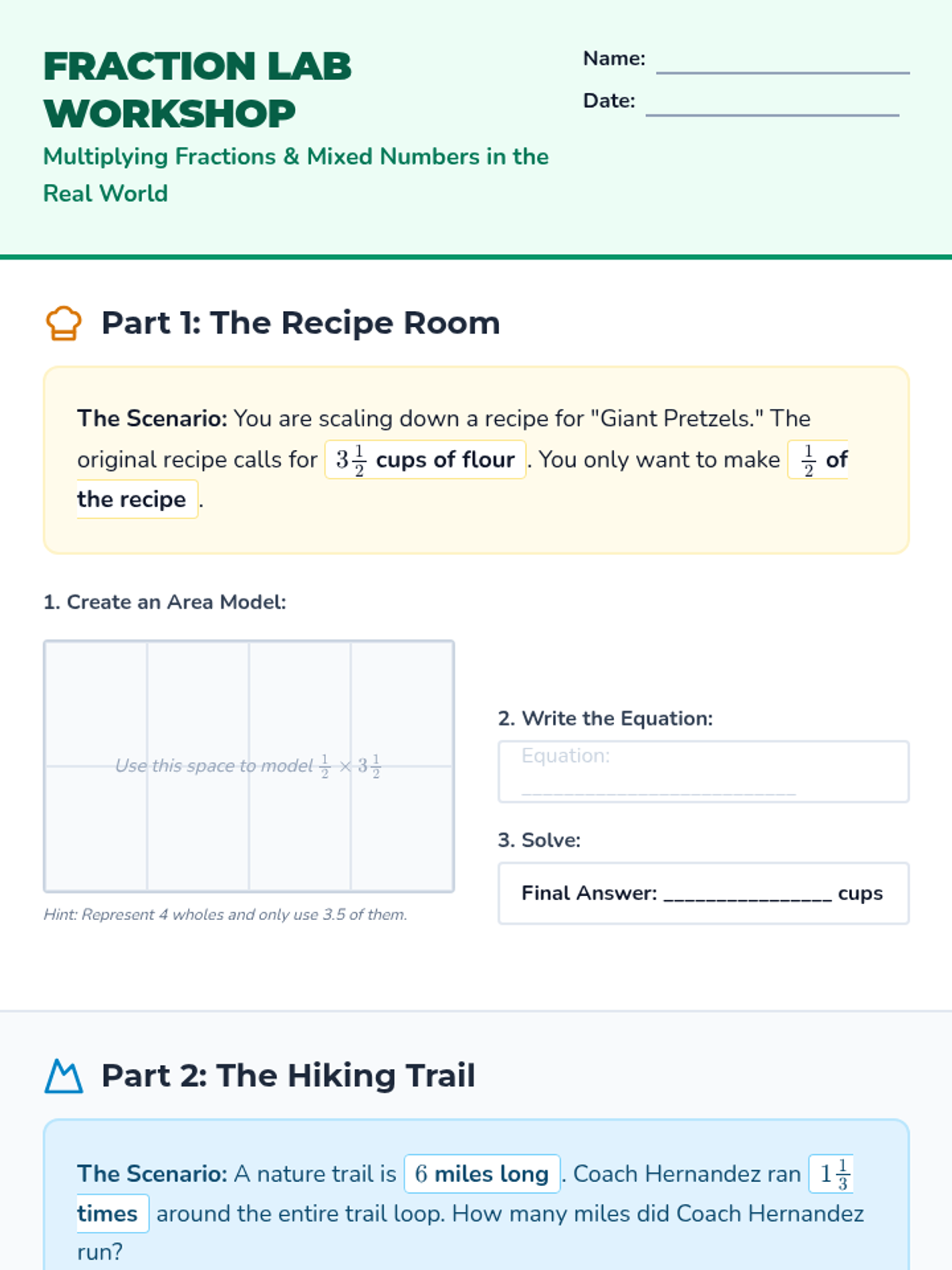 Kitchen Trail Worksheet • Material • Lenny Learning