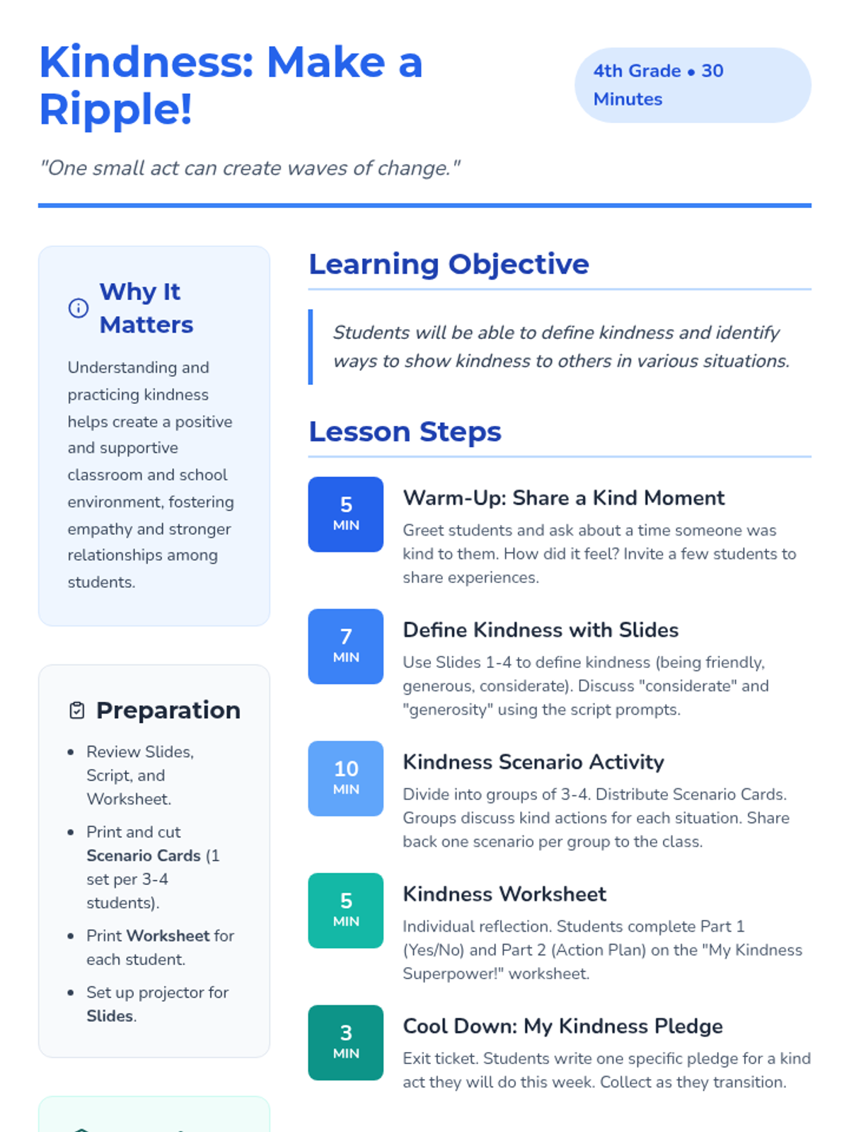 Kindness Make a Ripple • Lesson • Lenny Learning