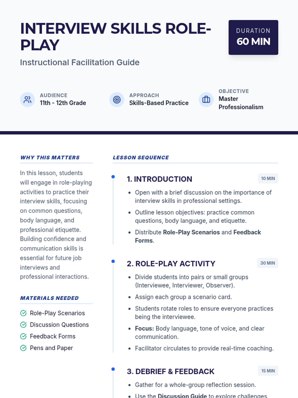 Interview Skills Lesson Plan • Material • Lenny Learning