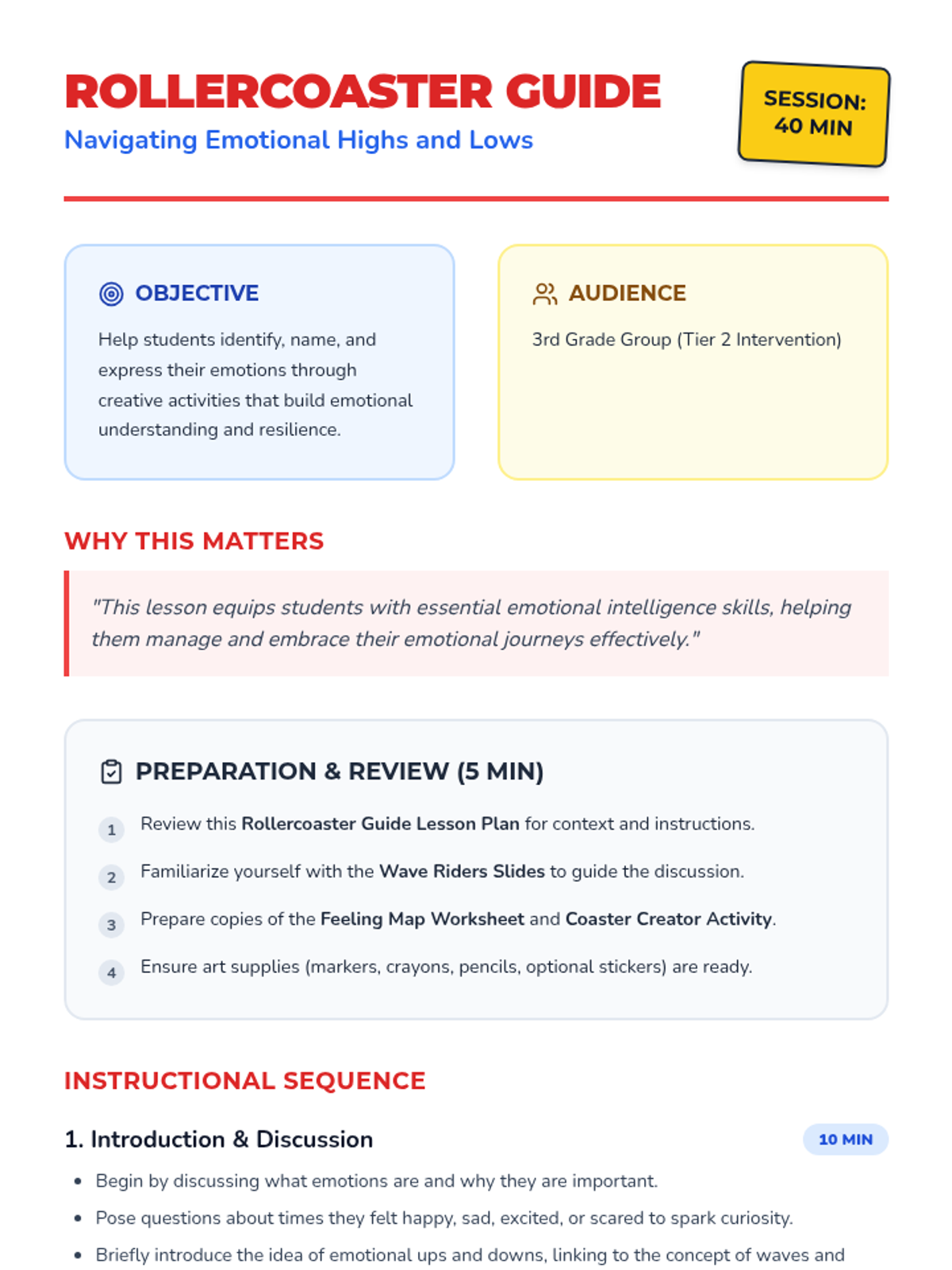 Rollercoaster Guide Lesson Plan • Material • Lenny Learning