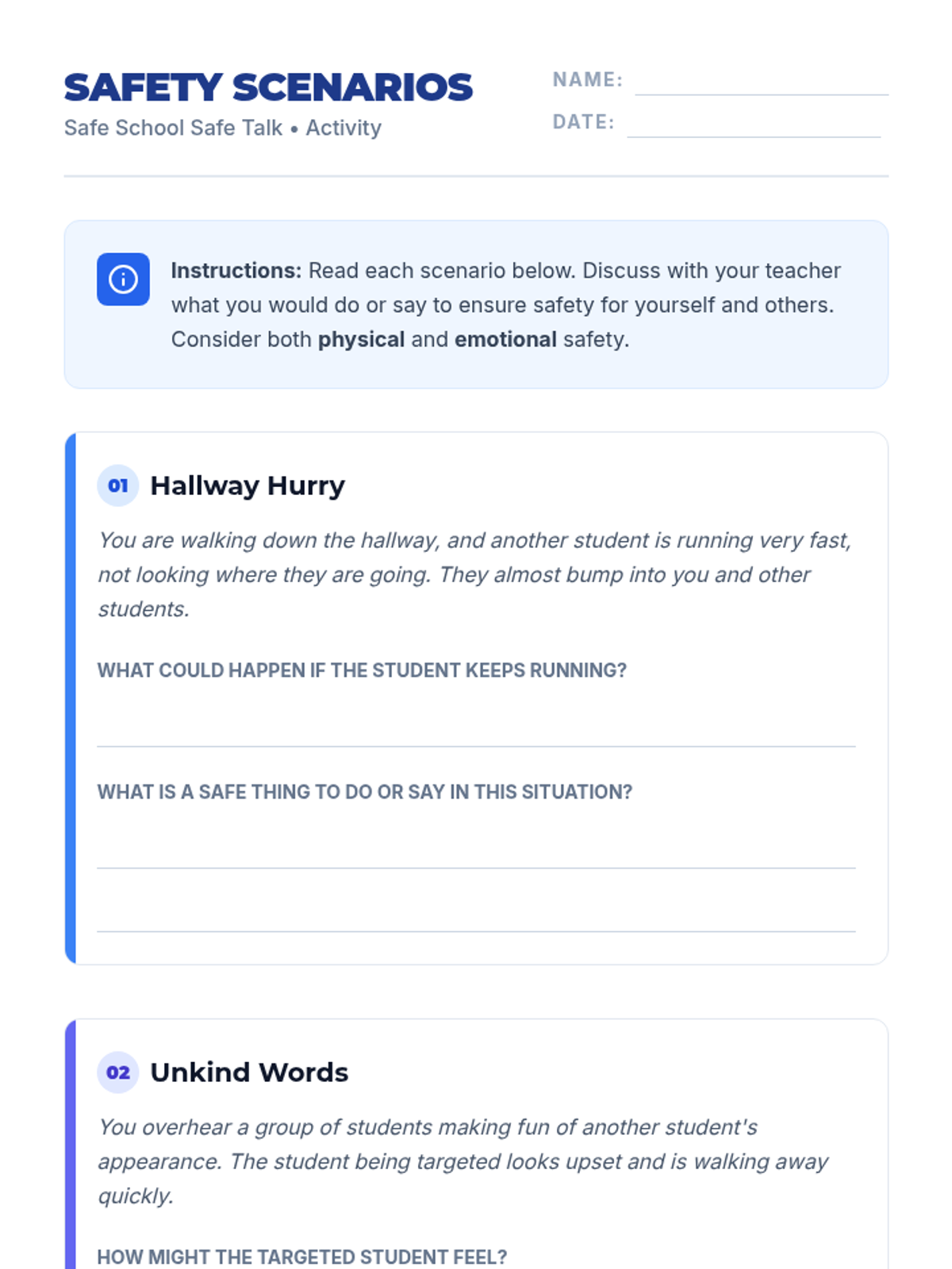 Safe School Safe Talk • Lesson • Lenny Learning