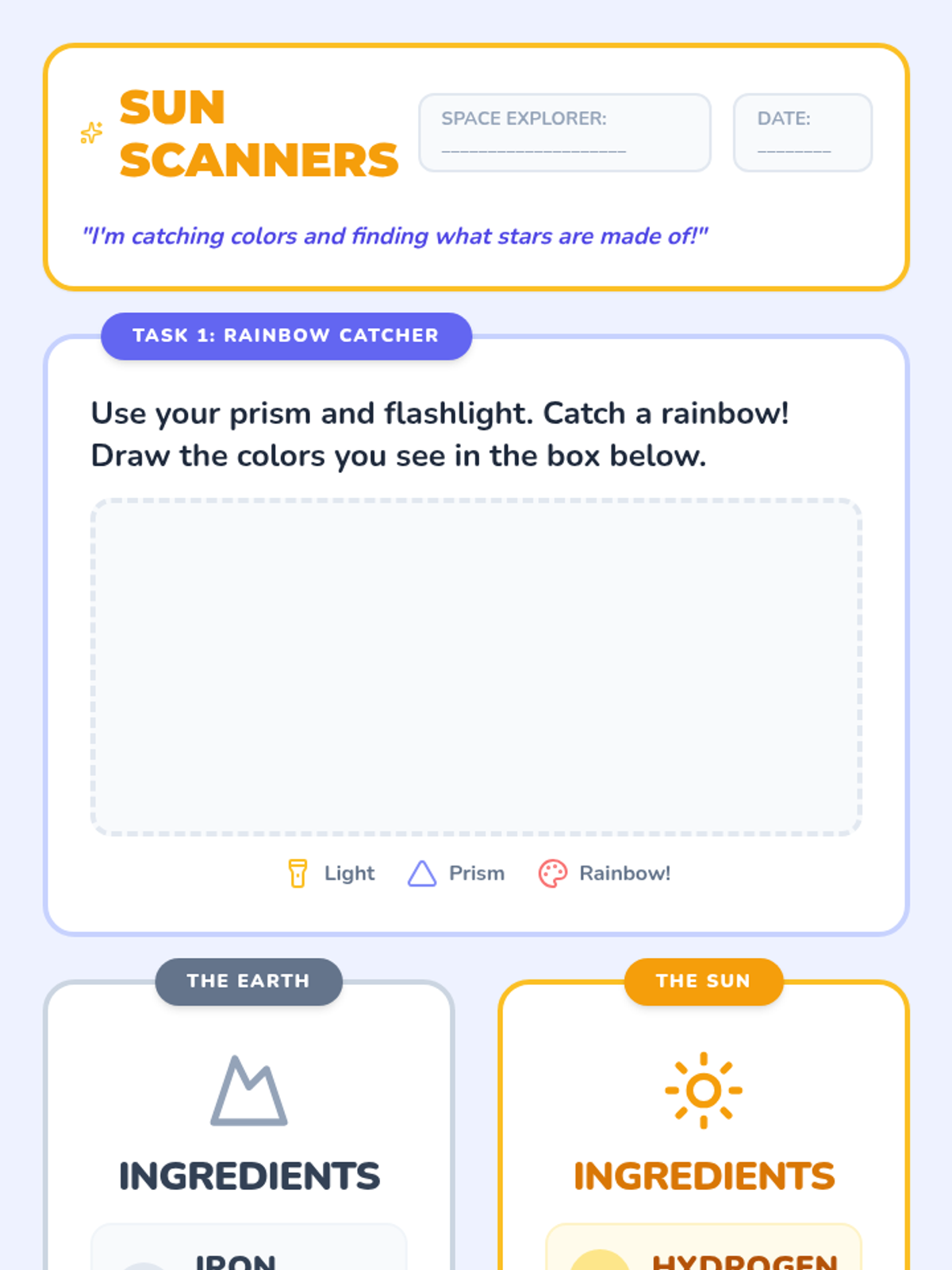 Sun Scanners Worksheet • Material • Lenny Learning