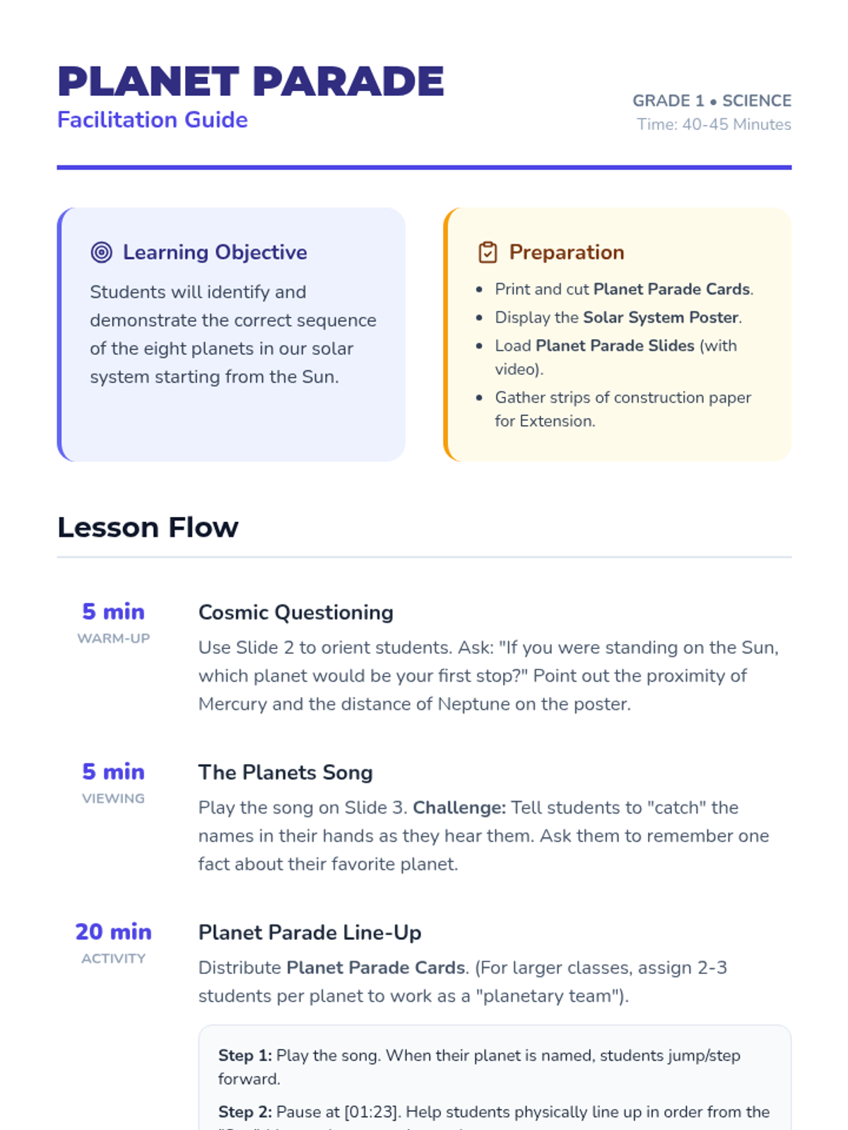 Planet Parade • Lesson • Lenny Learning