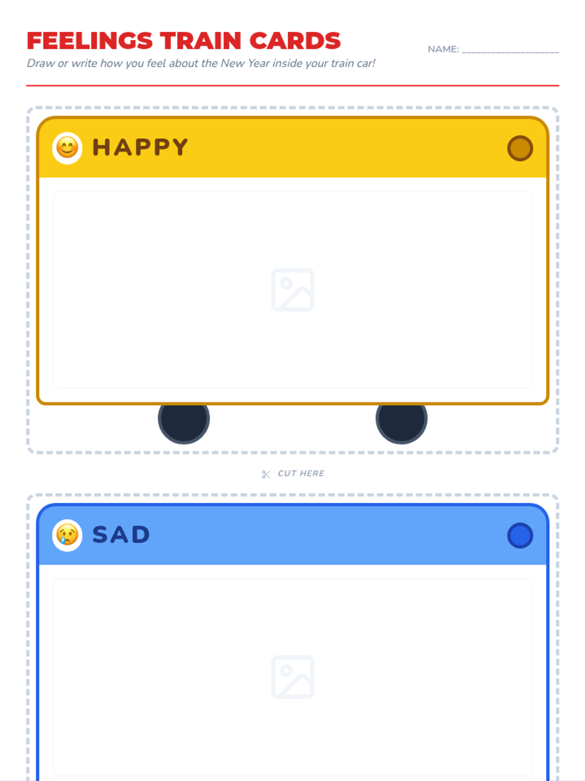 Printable Feelings Train Cards Worksheet • Material • Lenny.com