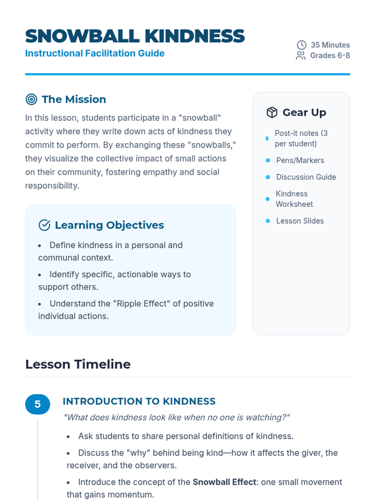 Acts of Kindness Snowball • Lesson • Lenny Learning