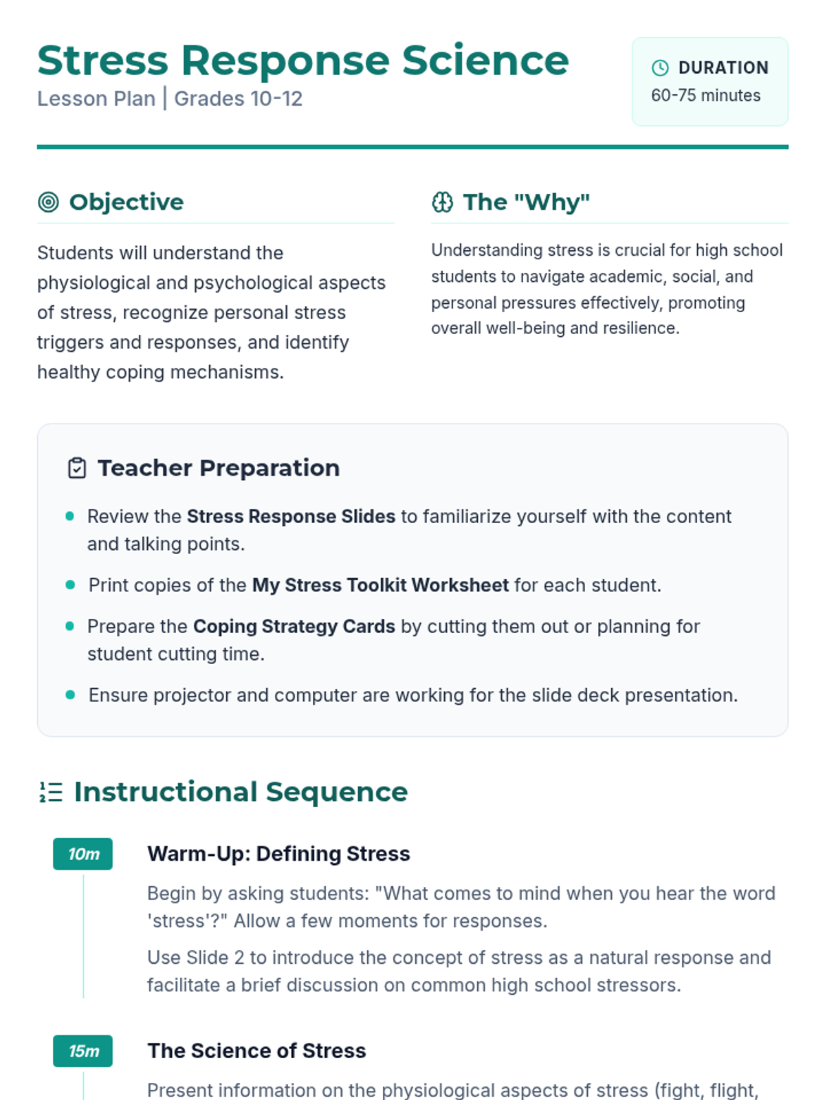 Stress Response Science • Lesson • Lenny Learning