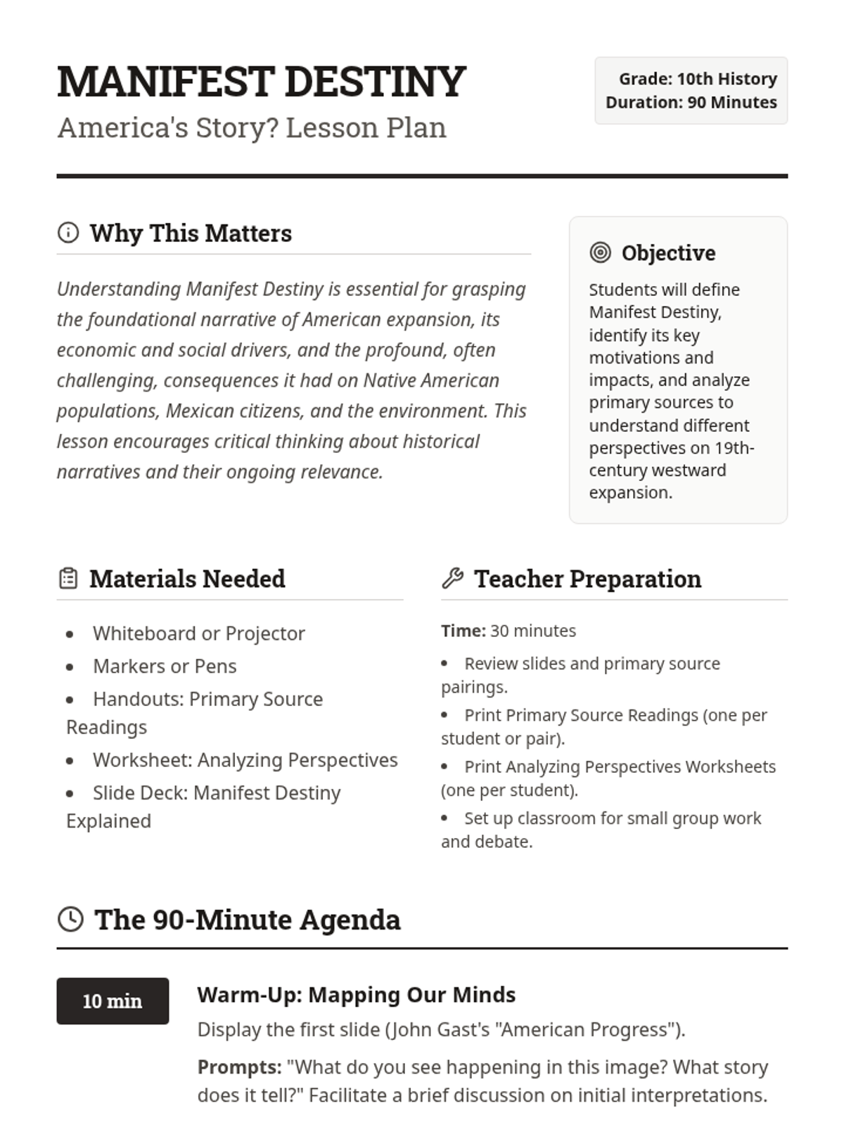 Manifest Destiny America's Story • Lesson • Lenny Learning