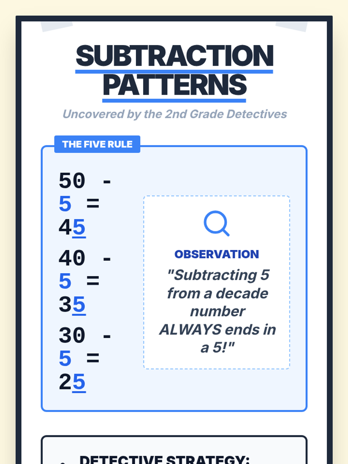 Subtraction Patterns Anchor Chart • Material • Lenny Learning