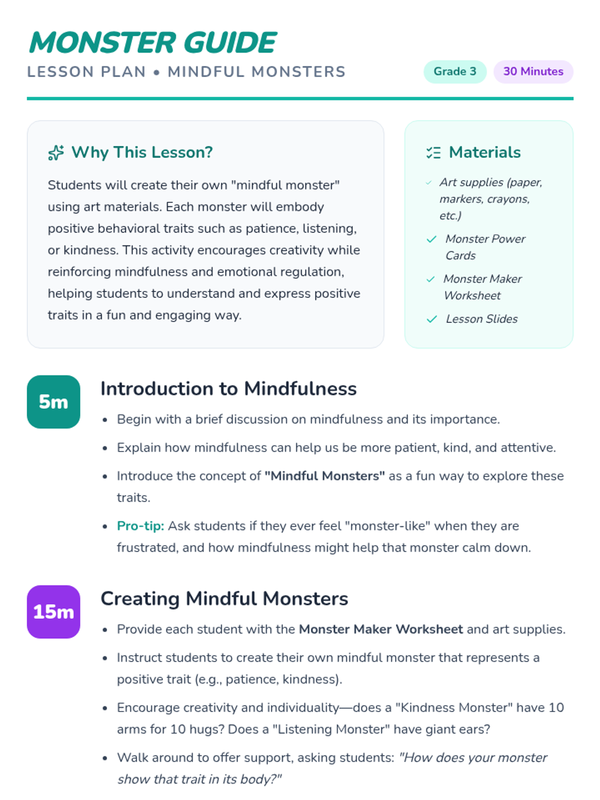 Mindful Monsters • Lesson • Lenny Learning