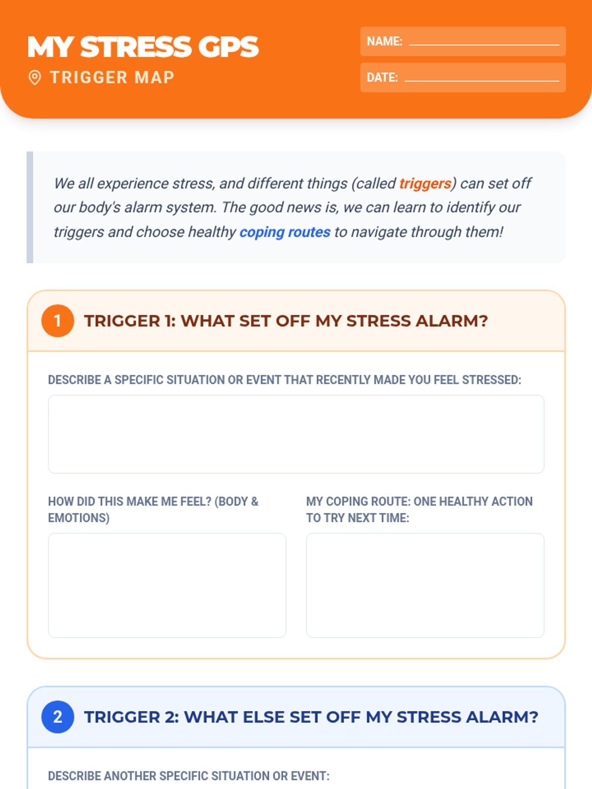 Trigger Map Sheet Activity • Material • Lenny Learning