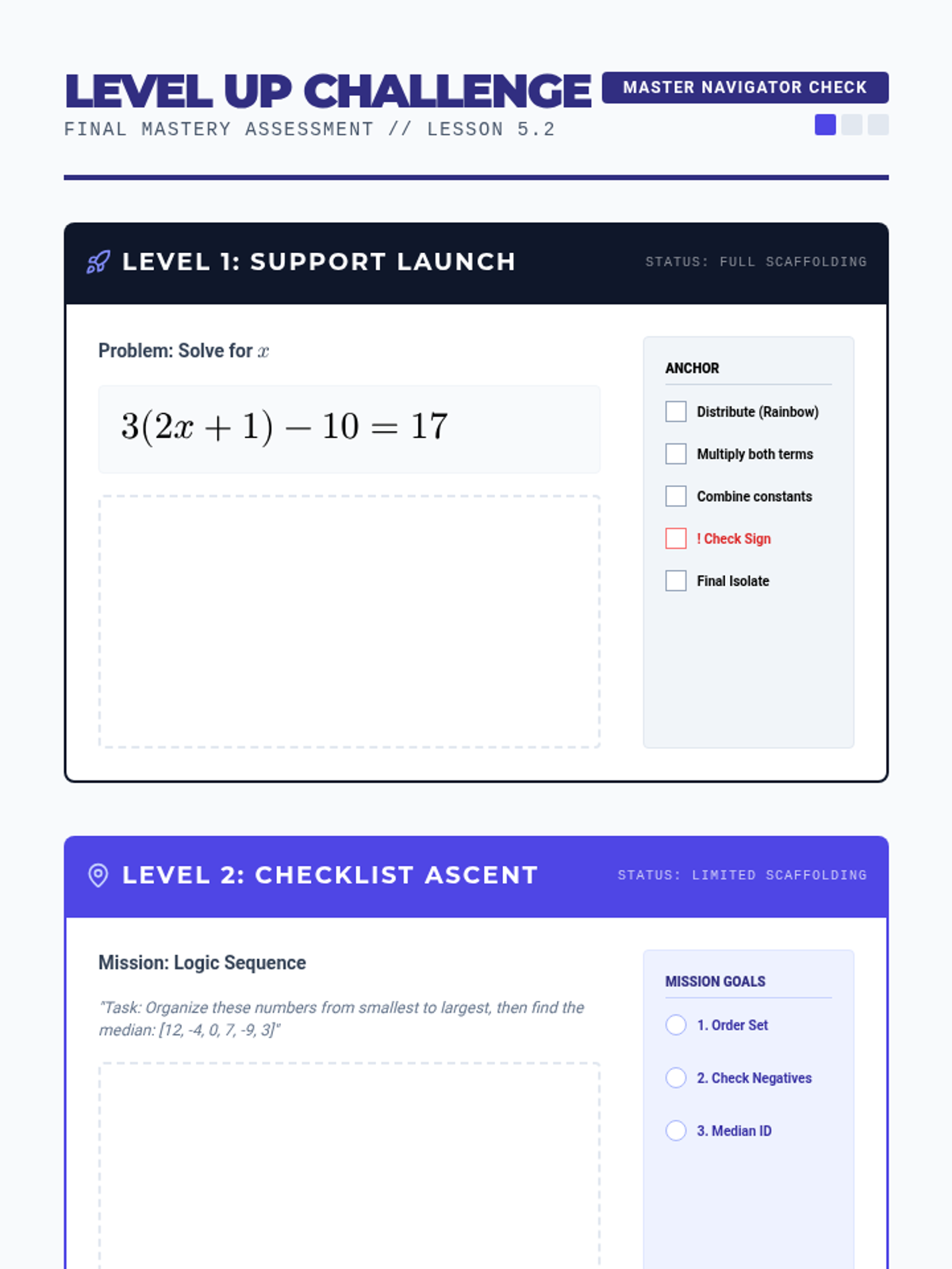 Level Up Challenge Worksheet • Material • Lenny Learning