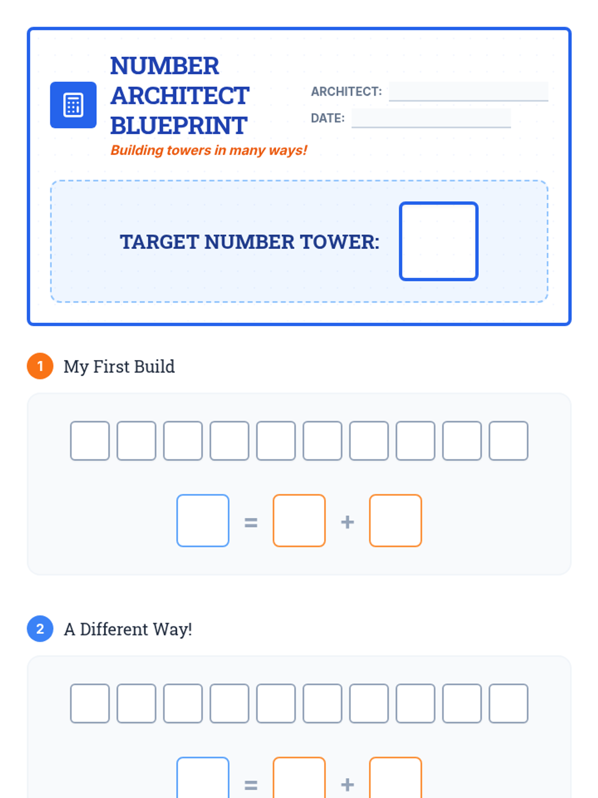 Architect Blueprint Worksheet • Material • Lenny Learning