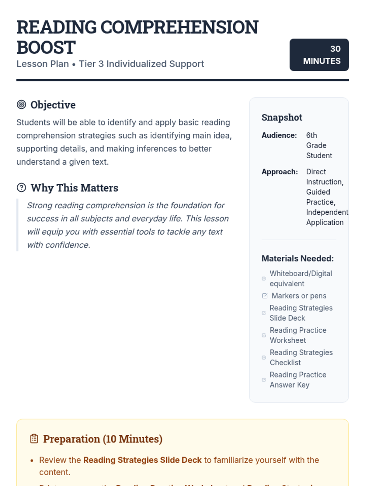 Reading Comprehension Boost • Lesson • Lenny Learning