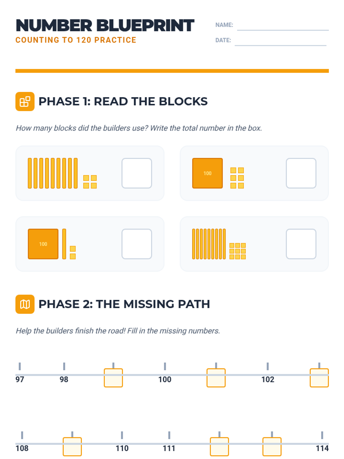 Number Blueprint Worksheet • Material • Lenny Learning