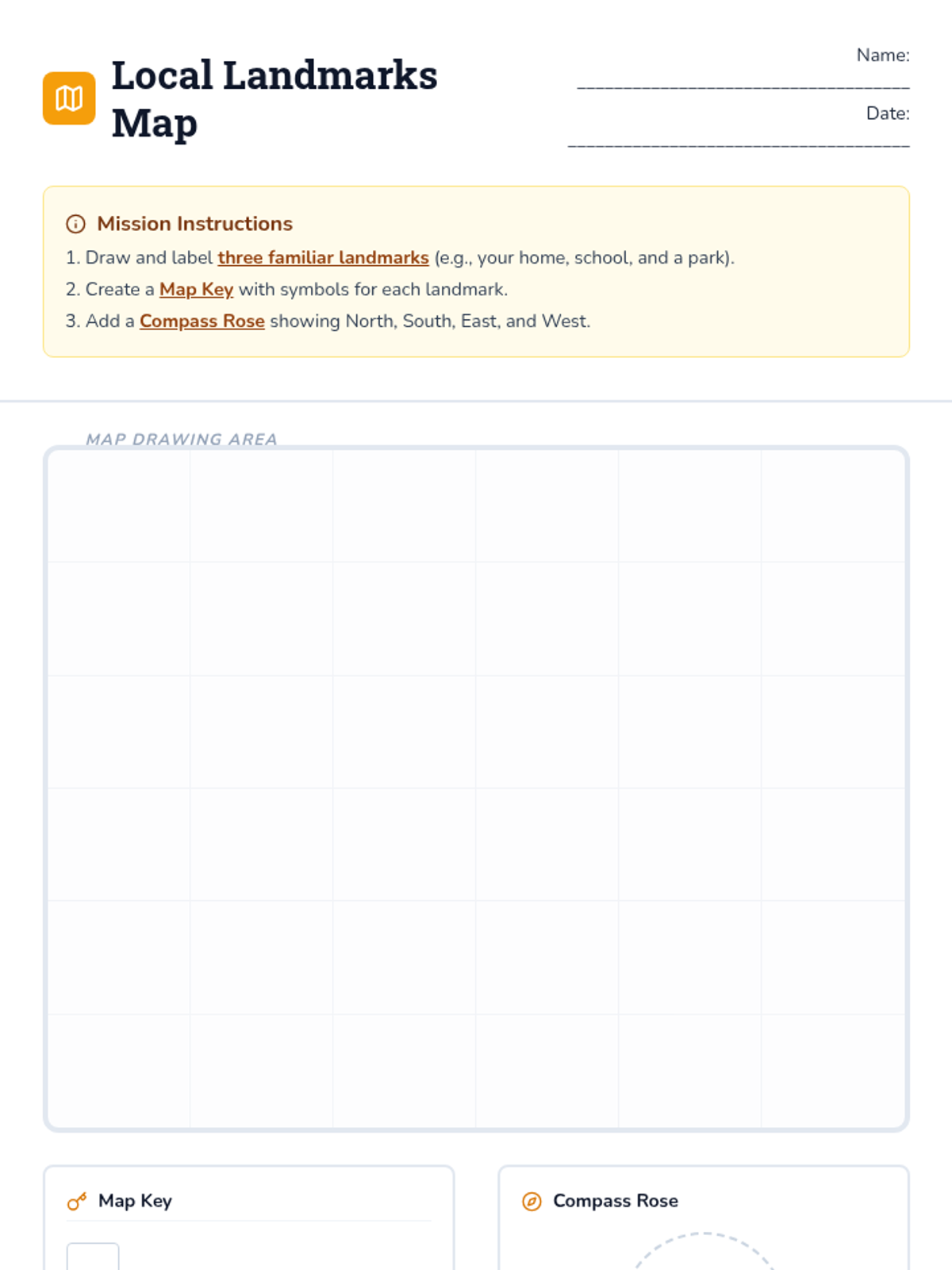 Local Landmarks Map Worksheet • Material • Lenny Learning