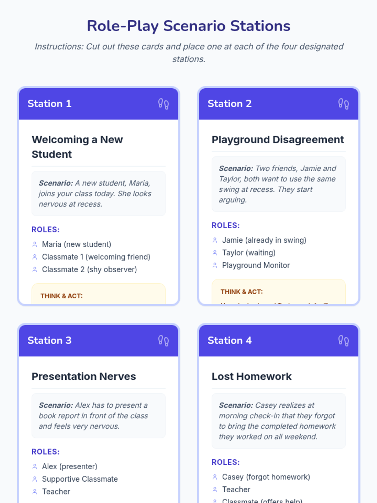 Role Play Scenario Stations • Material • Lenny.com