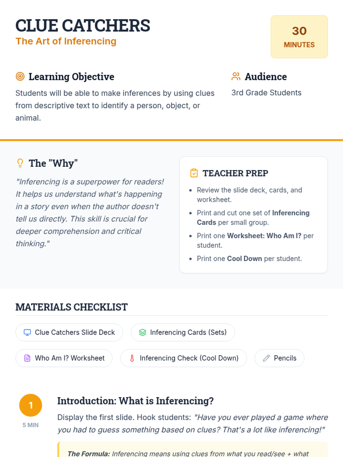 Clue Catchers Lesson Plan • Material • Lenny Learning