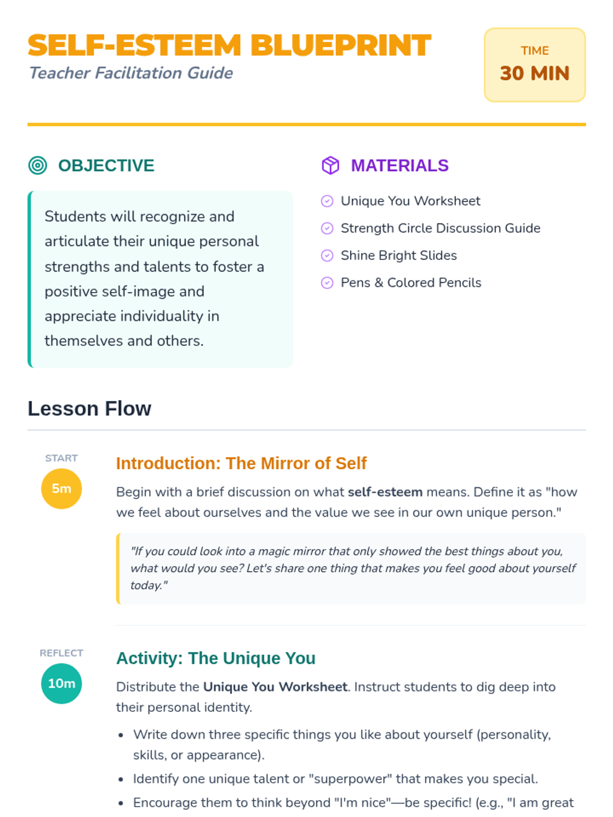 You Are Unique Building Self-Esteem • Lesson • Lenny Learning