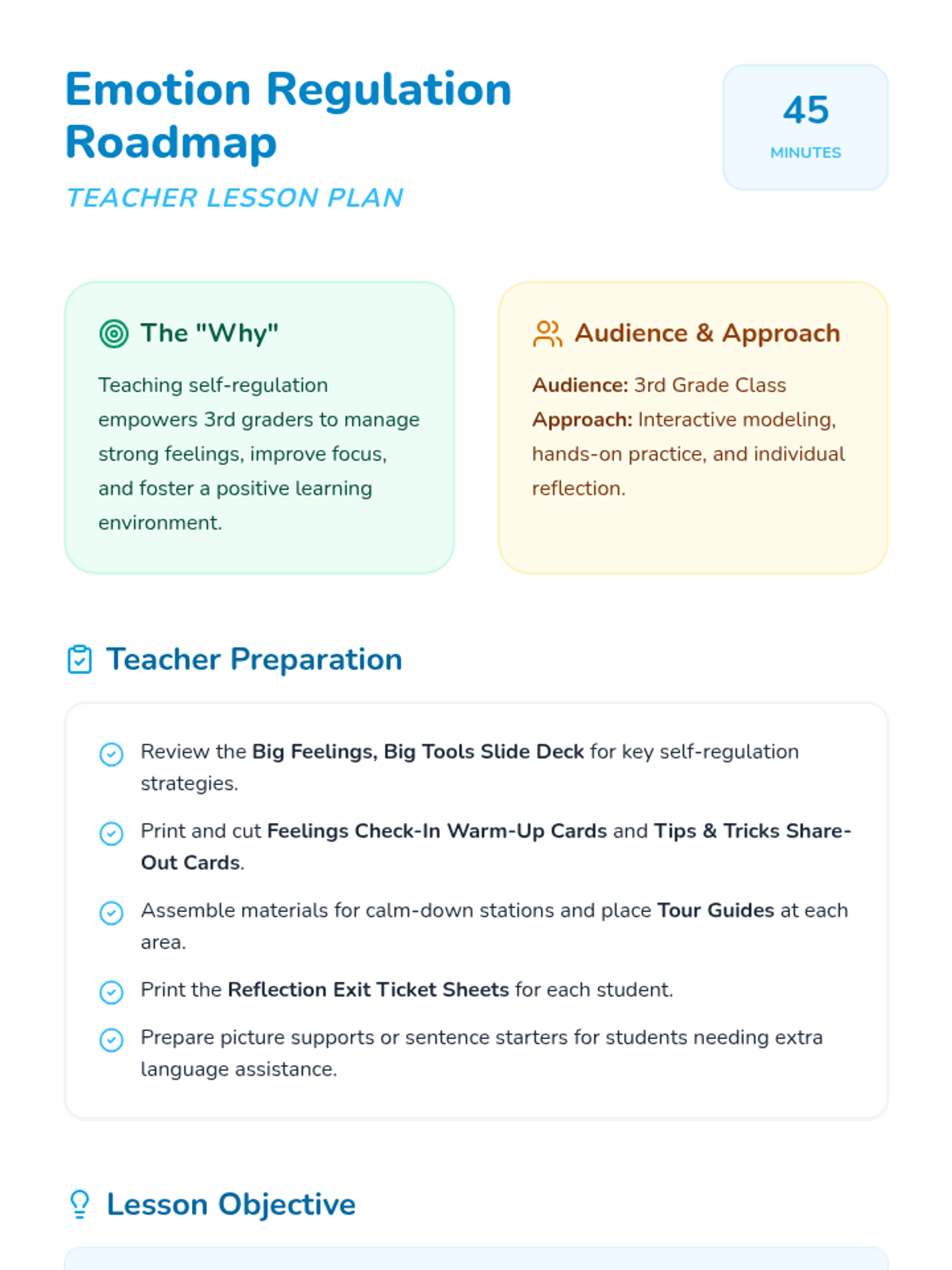 Emotion Regulation Roadmap Lesson Plan • Material • Lenny Learning