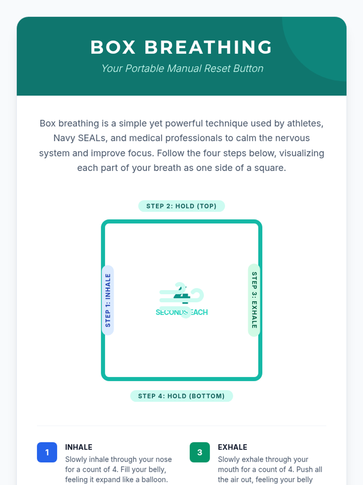 Box Breathing Visual Guide Handout • Material • Lenny Learning