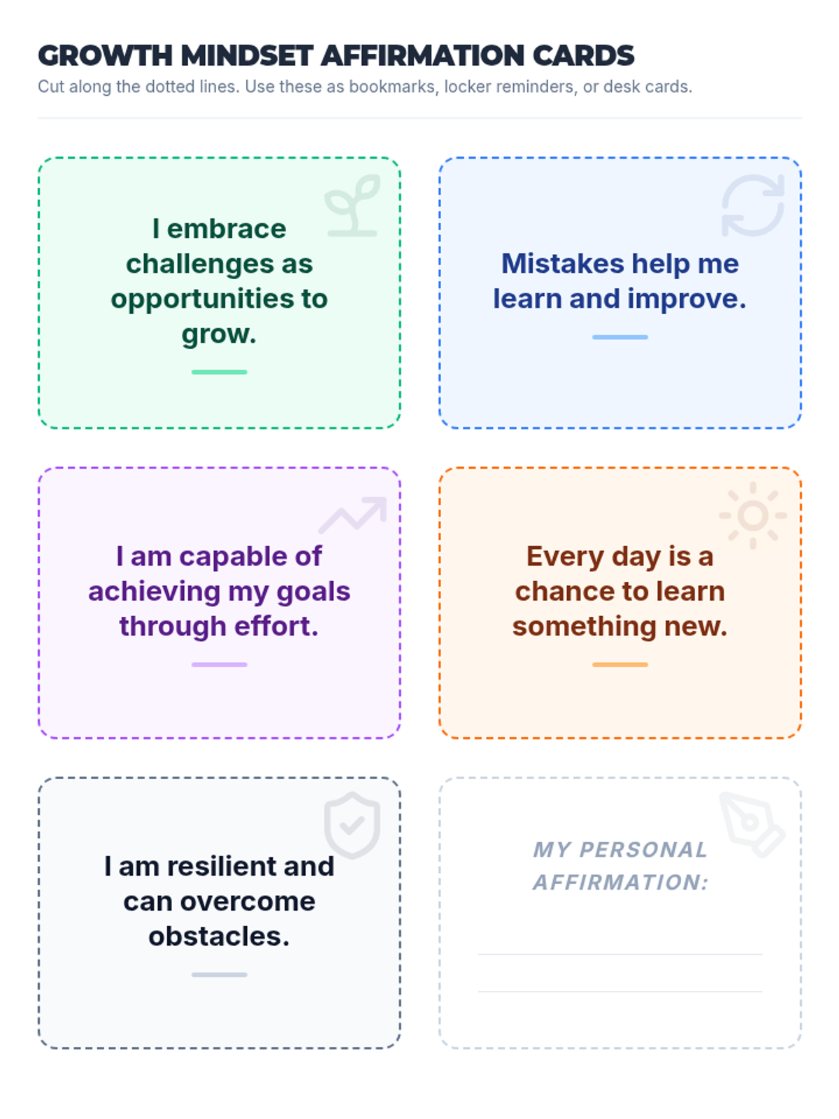 Growth Mindset Affirmation Cards • Material • Lenny Learning