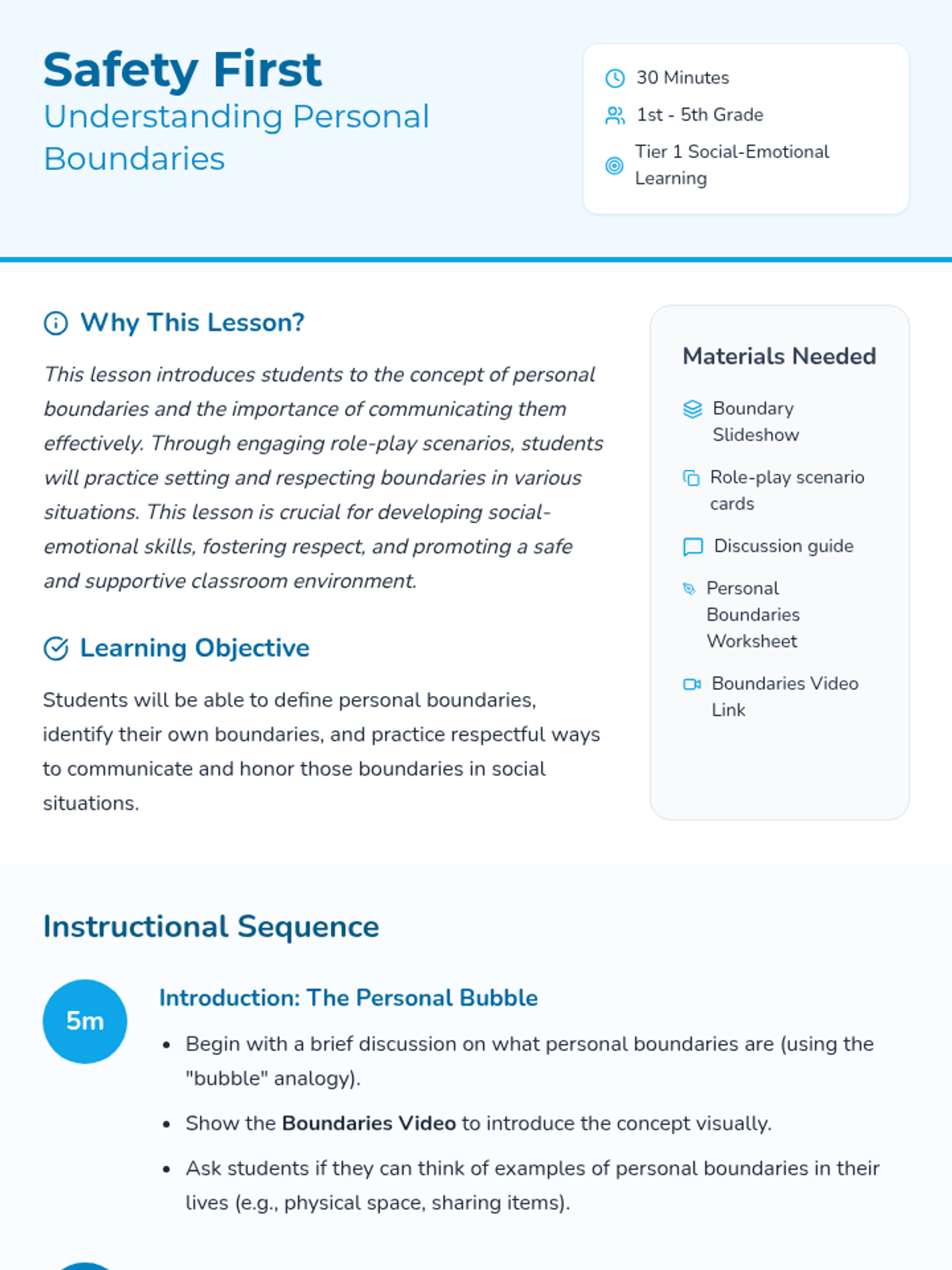Safety First Personal Boundaries • Lesson • Lenny Learning