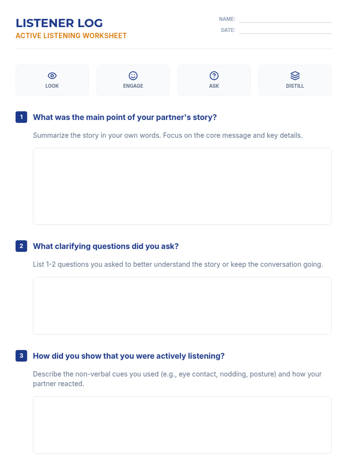 Active Listening Worksheet • Material • Lenny Learning