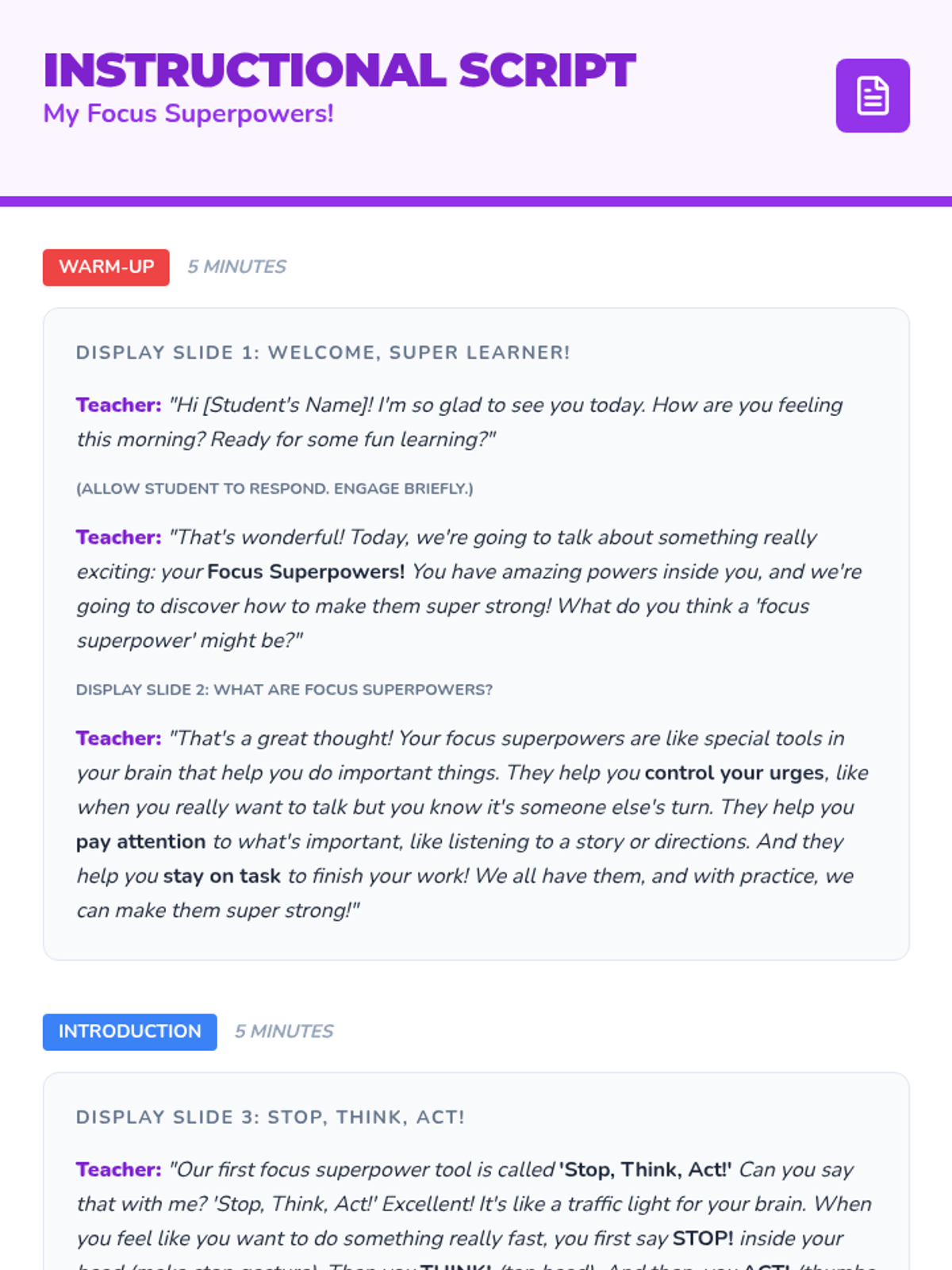 Stop Think Act • Lesson • Lenny Learning